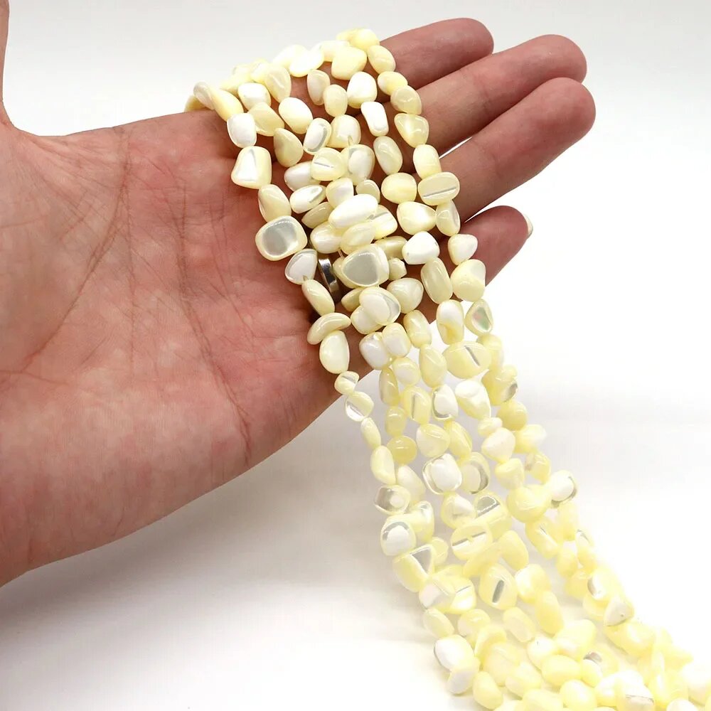 Натуральные разноцветные бусины из перламутра Белый, H