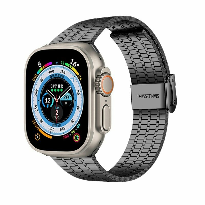 Металлический ремешок для Apple Watch Ultra 2/Ультра 49 мм 46 мм 45 мм 44 мм 42 мм (серия 3 2 1) Браслет из нержавеющей стали для iWatch 10 9 SE 8 7 6 5 4, металл, Apple Watch 45 мм