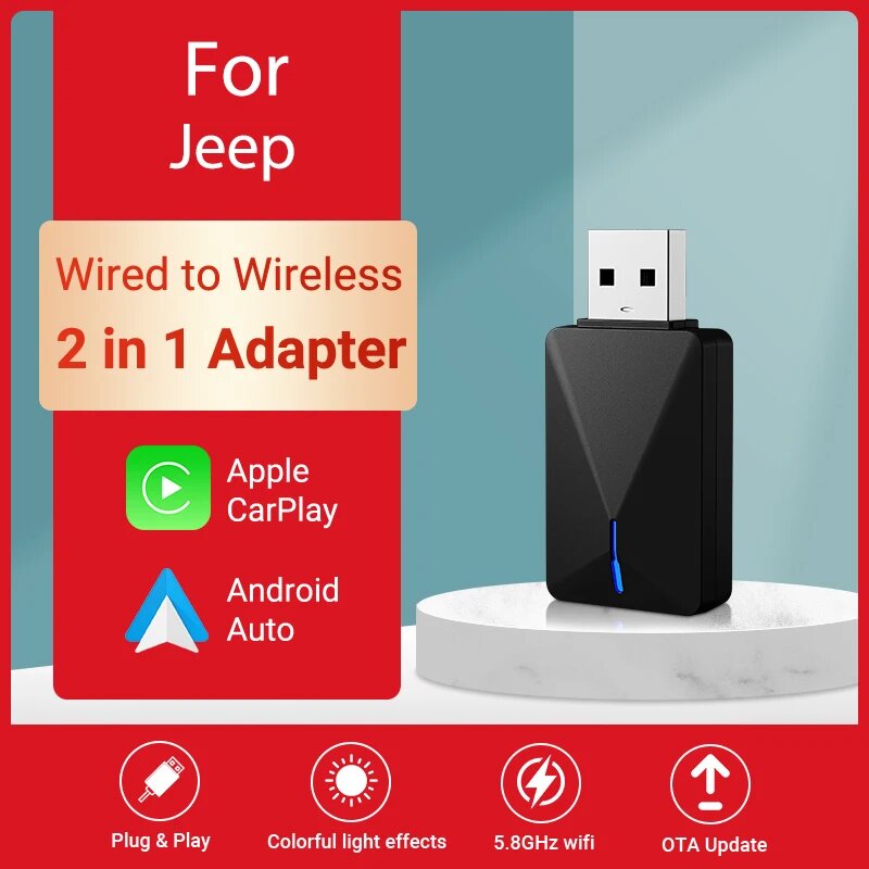 XUDA 2in1 беспроводной Android авто адаптер Carplay беспроводной для Benz VW Jeep Wagoneer компас Cherokee Benegde Wrangler Gladiator