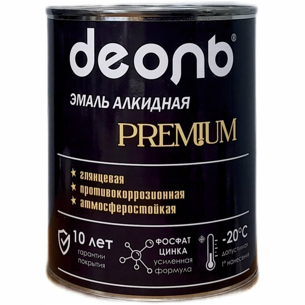 Алкидная эмаль с фосфатом цинка Деоль PREMIUM красная RAL 3020 глянцевая 0,75л 00032629