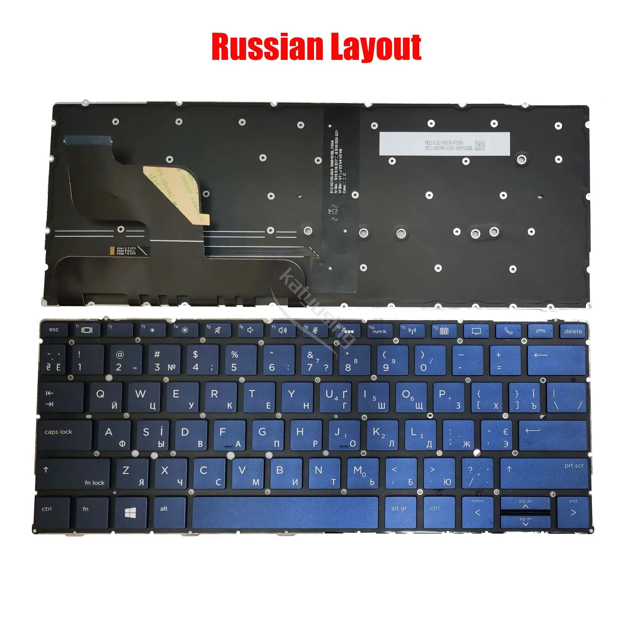 Клавиатура для HP Elite Dragonfly G2, Russian Blue, с подсветкой