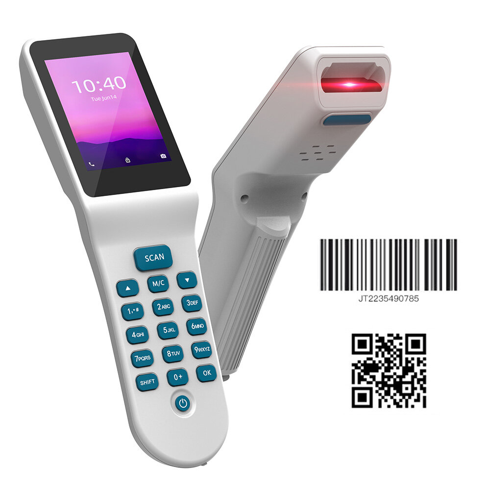 Handheld POS PDA Terminal Android 7.1 2D 1D Barcode Scanner 2G 3G 4G WiFi BT 1GB+8GB Storage 2.4 Inch Screen SDK Secondary Development Supermarket Restaurant Warehouse Retail Inventory Logistics Small Business
