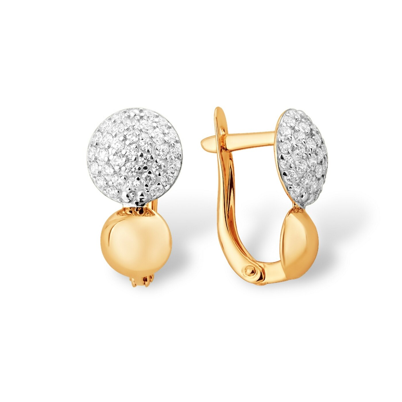 Серьги, красное золото, 585 проба, фианит