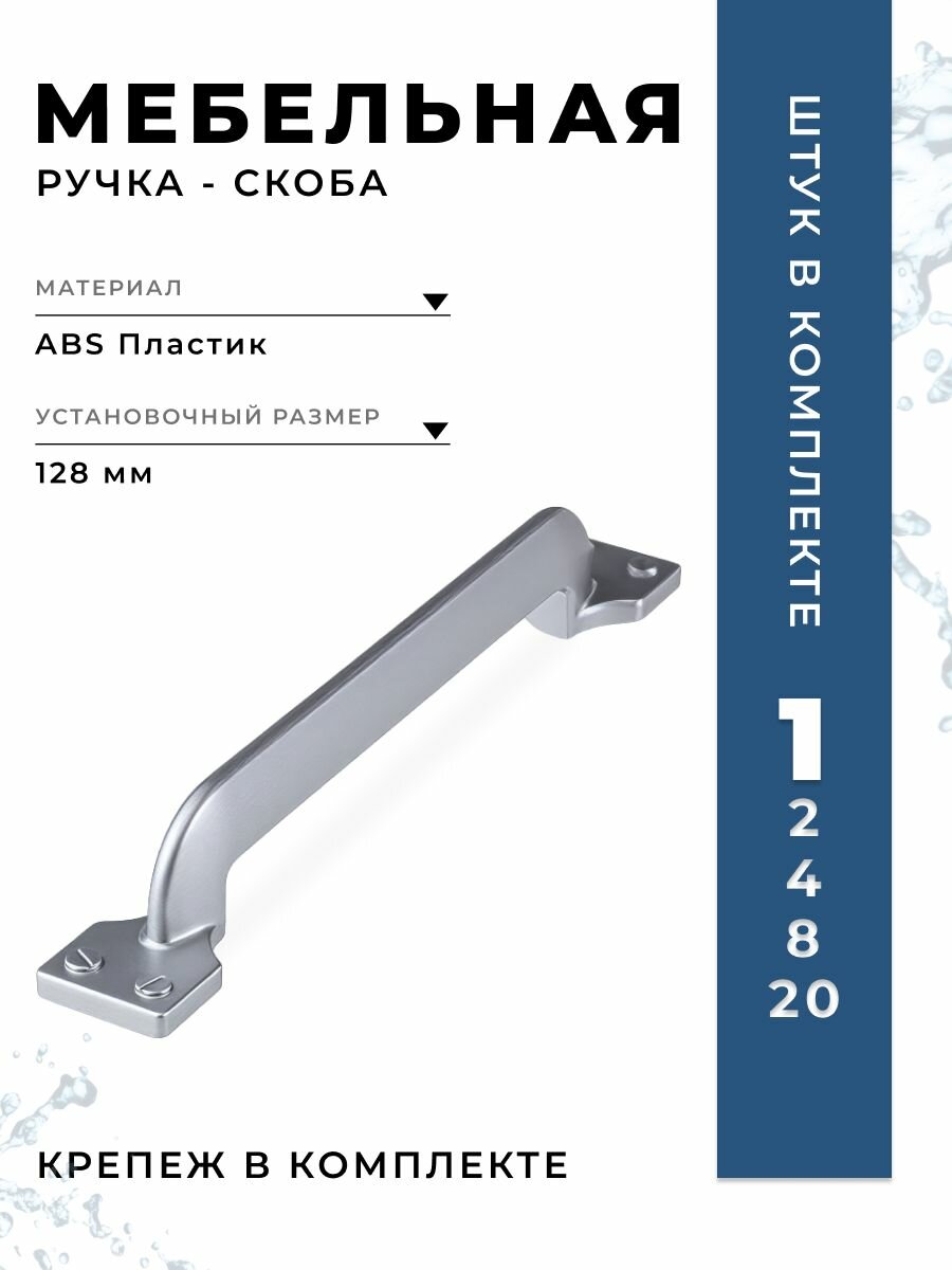 Ручка-скоба мебельная BRANTE С-31, матовый хром, ручка для шкафов, ящиков, комодов, для кухонного гарнитура