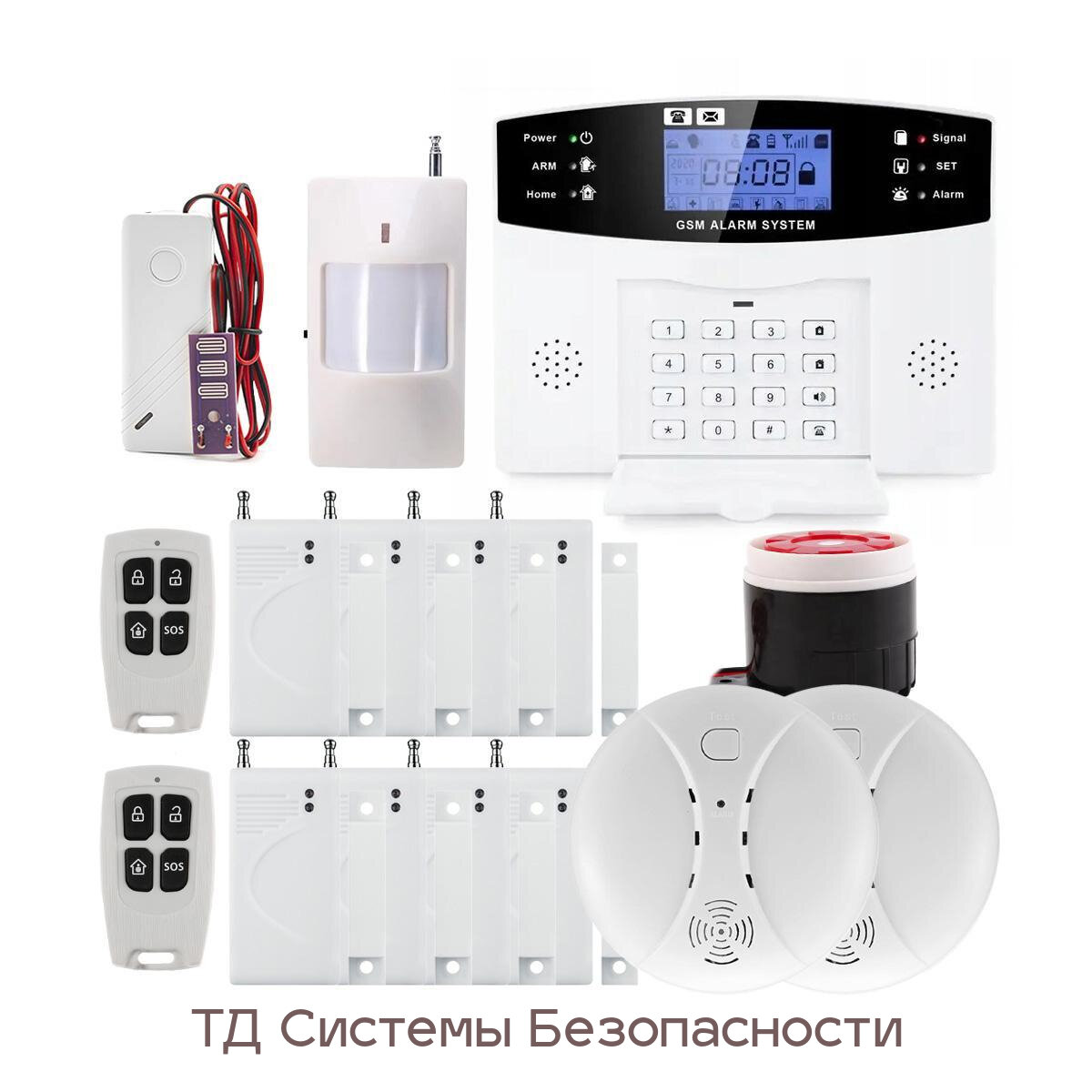 Система: охранно-пожарная звуковая GSM-4G сигнализация Strazh-GSM Signal 15 (GSM) (E2475EU) с 15 беспроводными датчиками в наборе для дачи и коттеджа