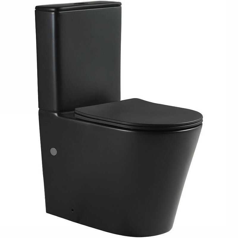 Унитаз-компакт SantiLine SL-5026MB безободковый, слив торнадо, с бачком, с крышкой микролифт, черный матовый