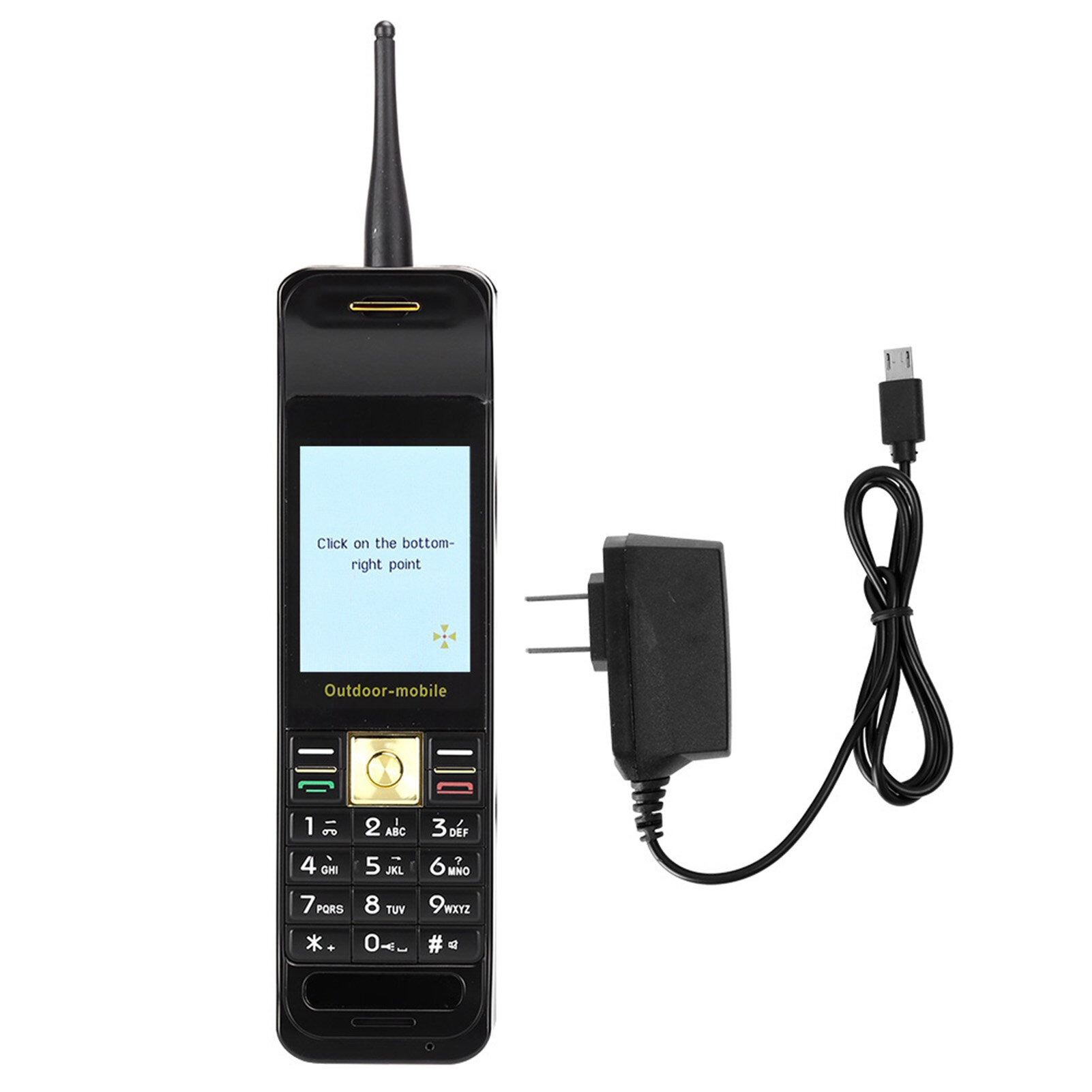 2,2-дюймовый мобильный телефон для бизнеса с аккумулятором и фонариком, вилка стандарта США, 100240 В, с аккумулятором (черный)