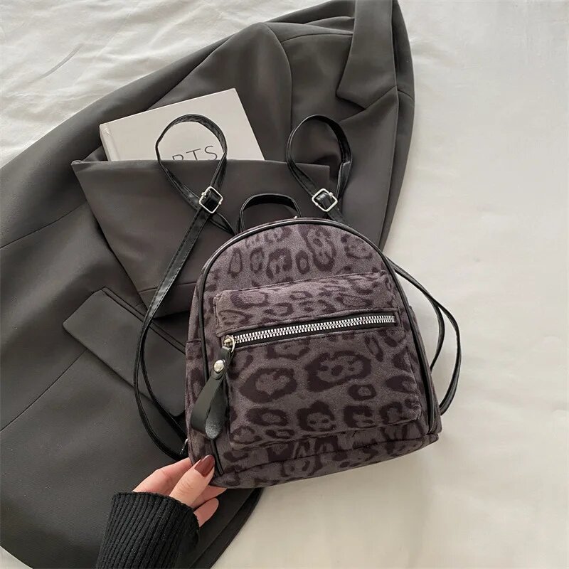 Леопардовый женский рюкзак из искусственной кожи, осенняя дизайнерская сумка на плечо, Black