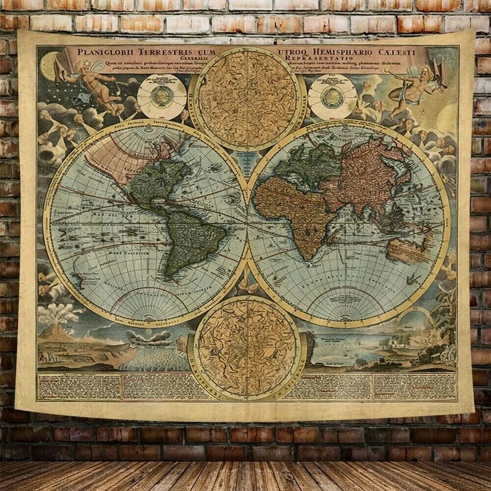BeLOC Гобелен "Винтажная карта мира очень большая", 230х180 см, 11x11