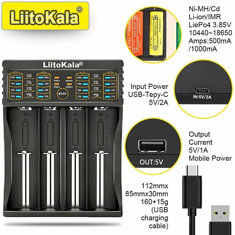 Интеллектуальное зарядное устройство LiitoKala Lii-600 для аккумуляторов AA/AAA 18650/26650