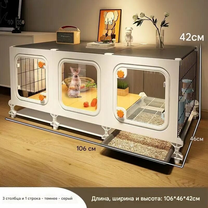 Клетка для кроликов с туалетом для использования в помещении, очень большая, подходит для домашних кроликов и морских свинок, 106*46*42 см