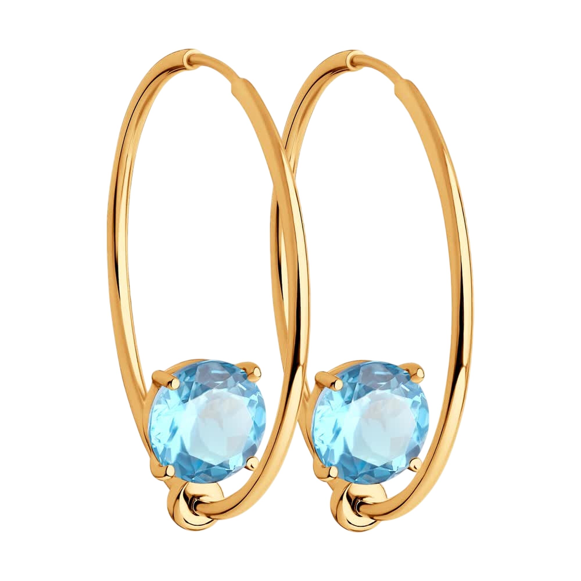 Серьги конго, красное золото, 585 проба, топаз