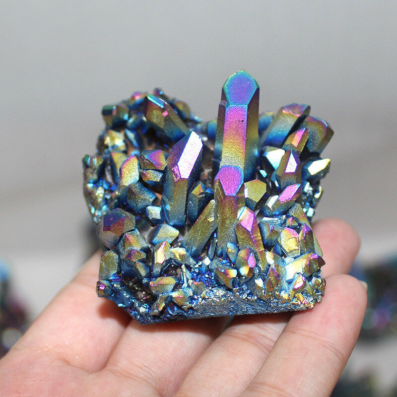 Натуральный кварц rainbow titanium cluster для декора дома, 100 г