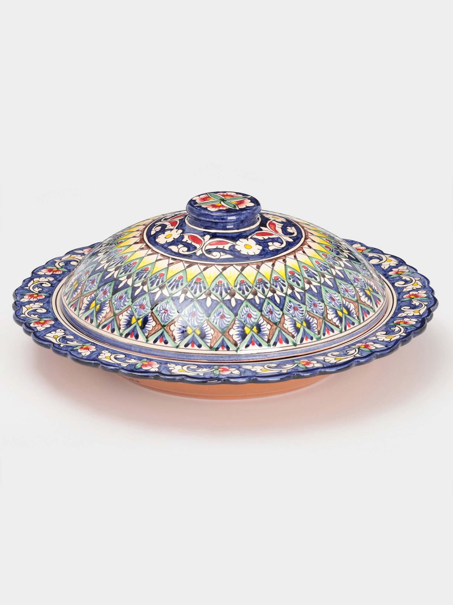 Блинница узбекская Риштанская Керамика «Узоры», d=32 см, керамика, синяя