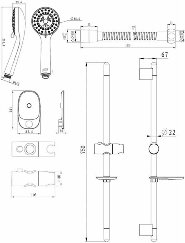 Душевой гарнитур Bravat Eco D152CP-1A-RUS