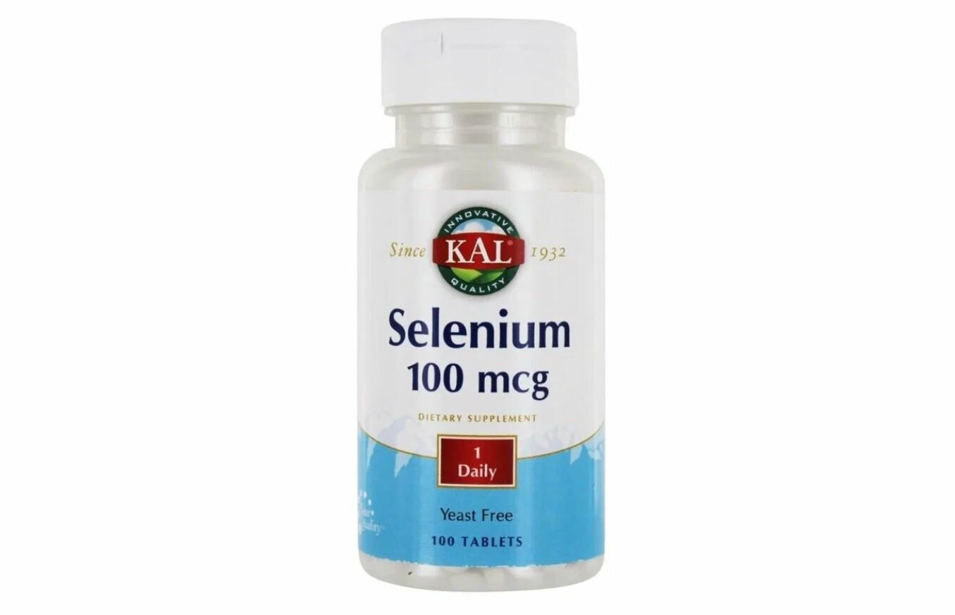 KAL, Selenium Yeast-Free, Селен бездрожжевой 100 мкг, 100 таблеток