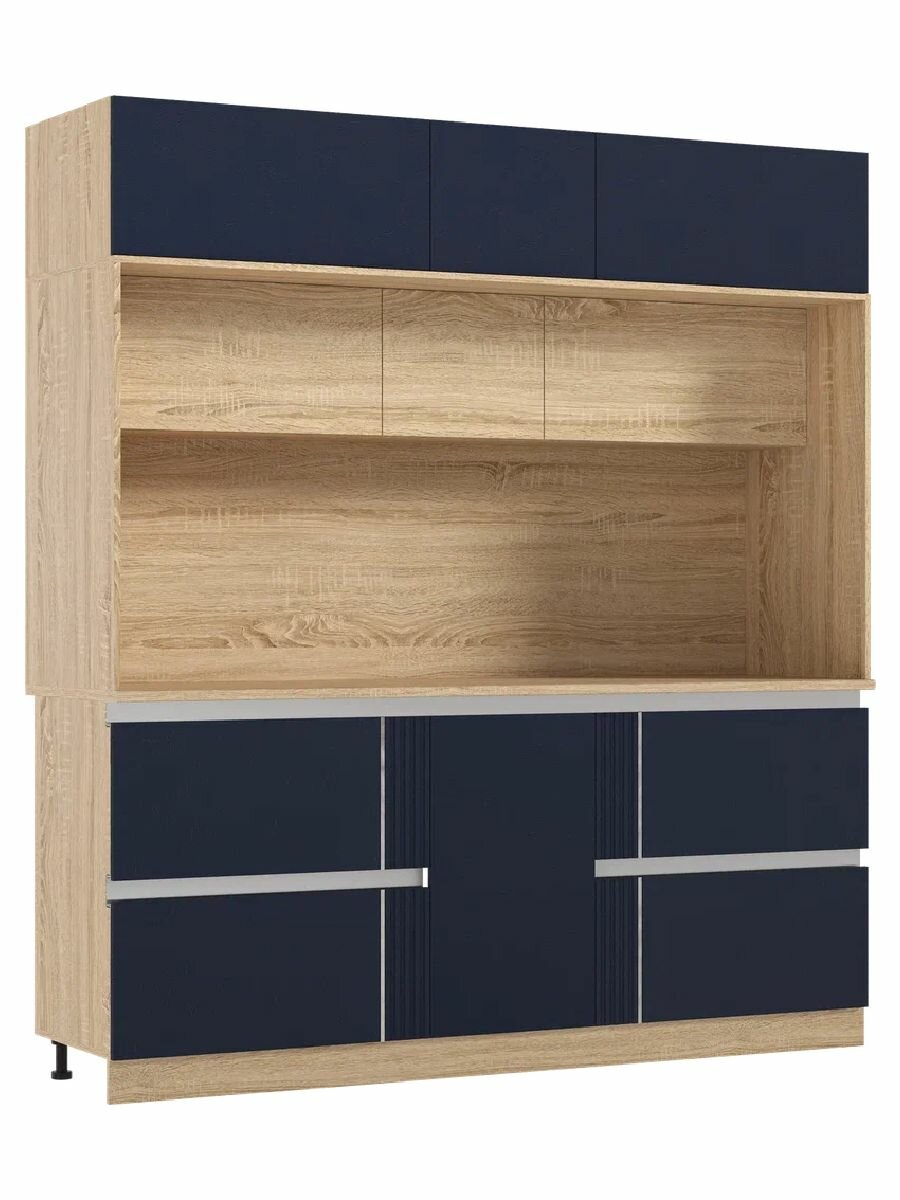 МДФ Кухня Карина Центральная секция 2050 (с местом под МП) (Пластер Индиго, Сонома)