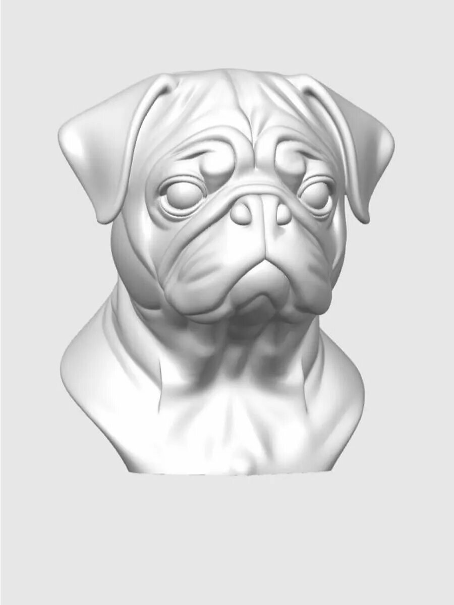 Статуэтка собаки-Мопс (10см, белый матовый)-Верный друг