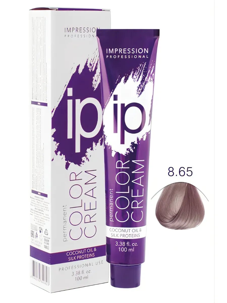 Стойкая крем - краска"Светлый блонд фиолетово-красный 8.65"