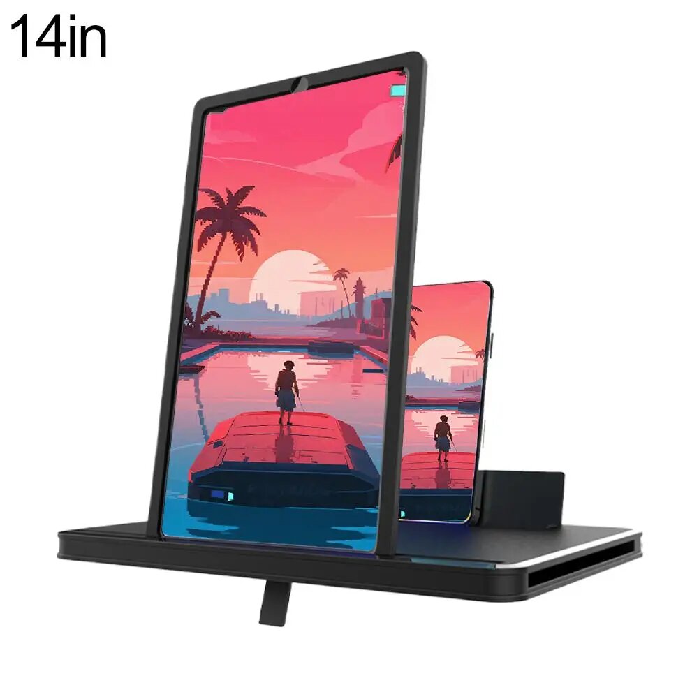 Лупа для экрана телефона 10/12/14 дюймов HD складная лупа с регулируемым углом угла усилителя экрана для смартфона держатель сотового телефона Black 14 inch