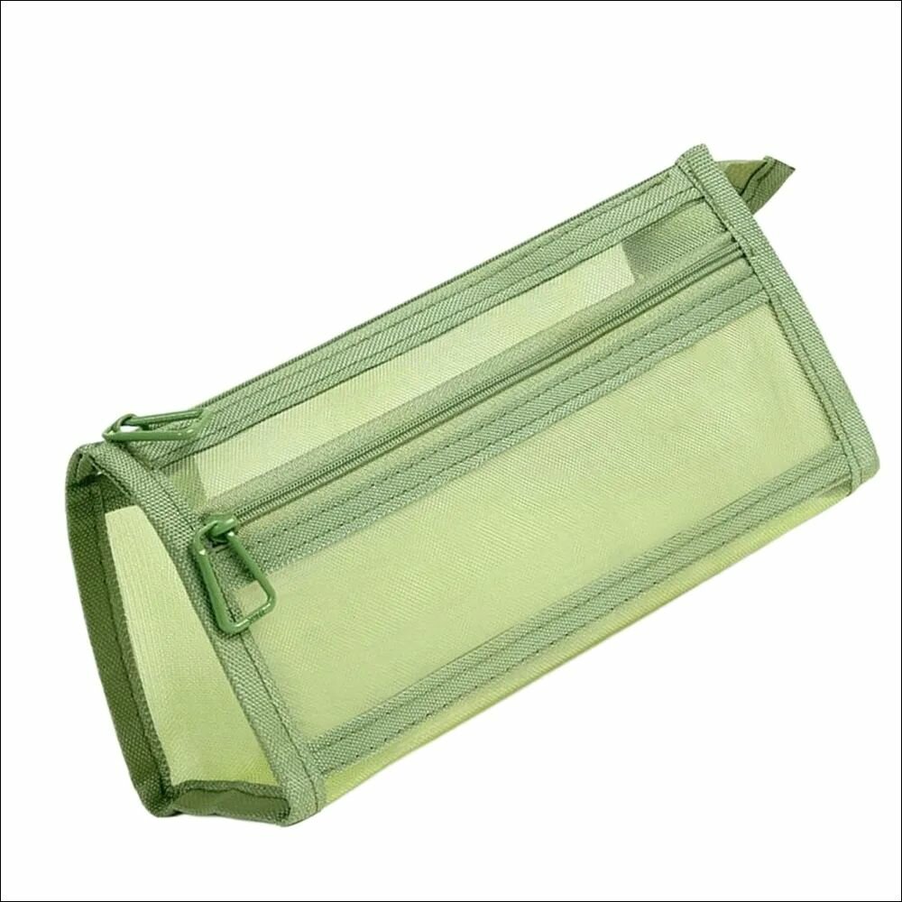 Пенал, Двухслойный объемный пенал из прозрачной сетки- зеленый