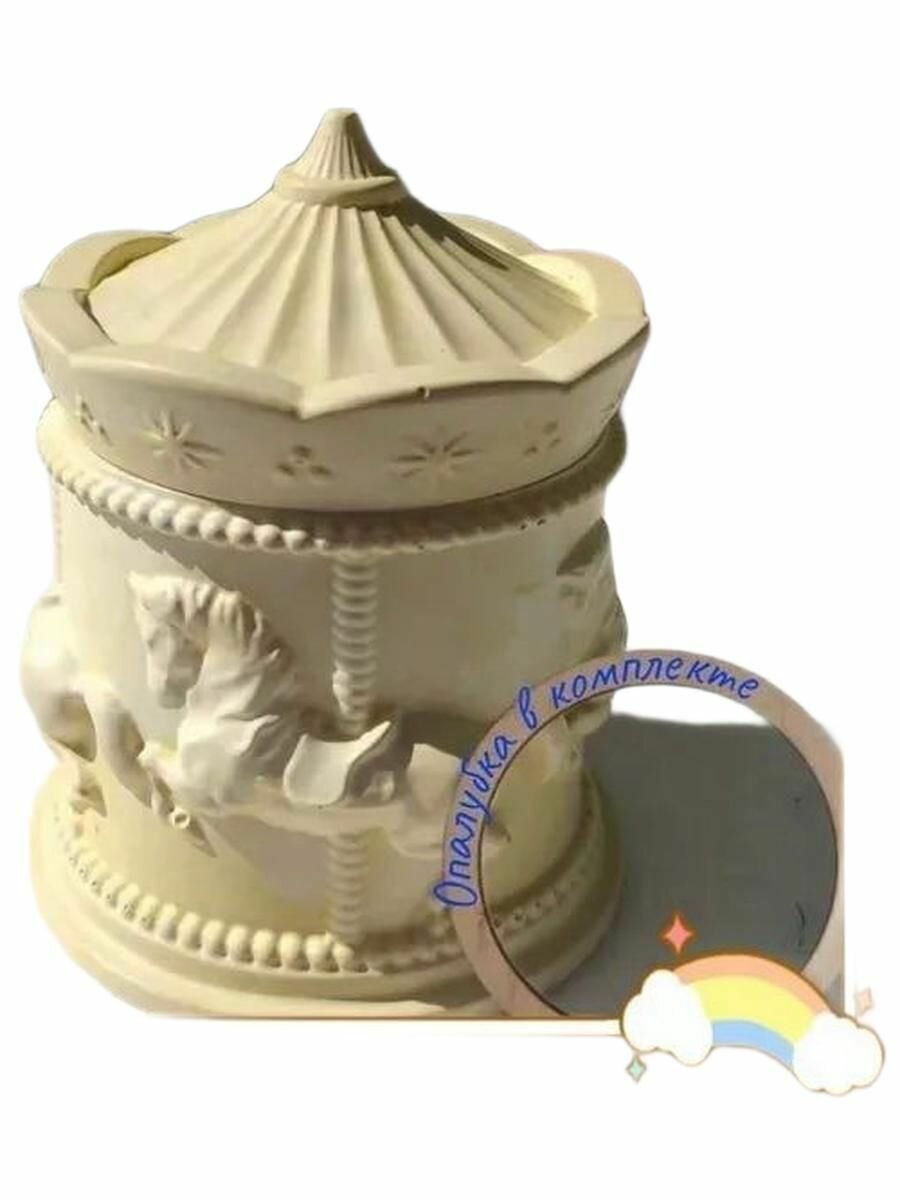 Молд для гипса и эпоксидной смолы в форме подсвечника Карусель лошадки