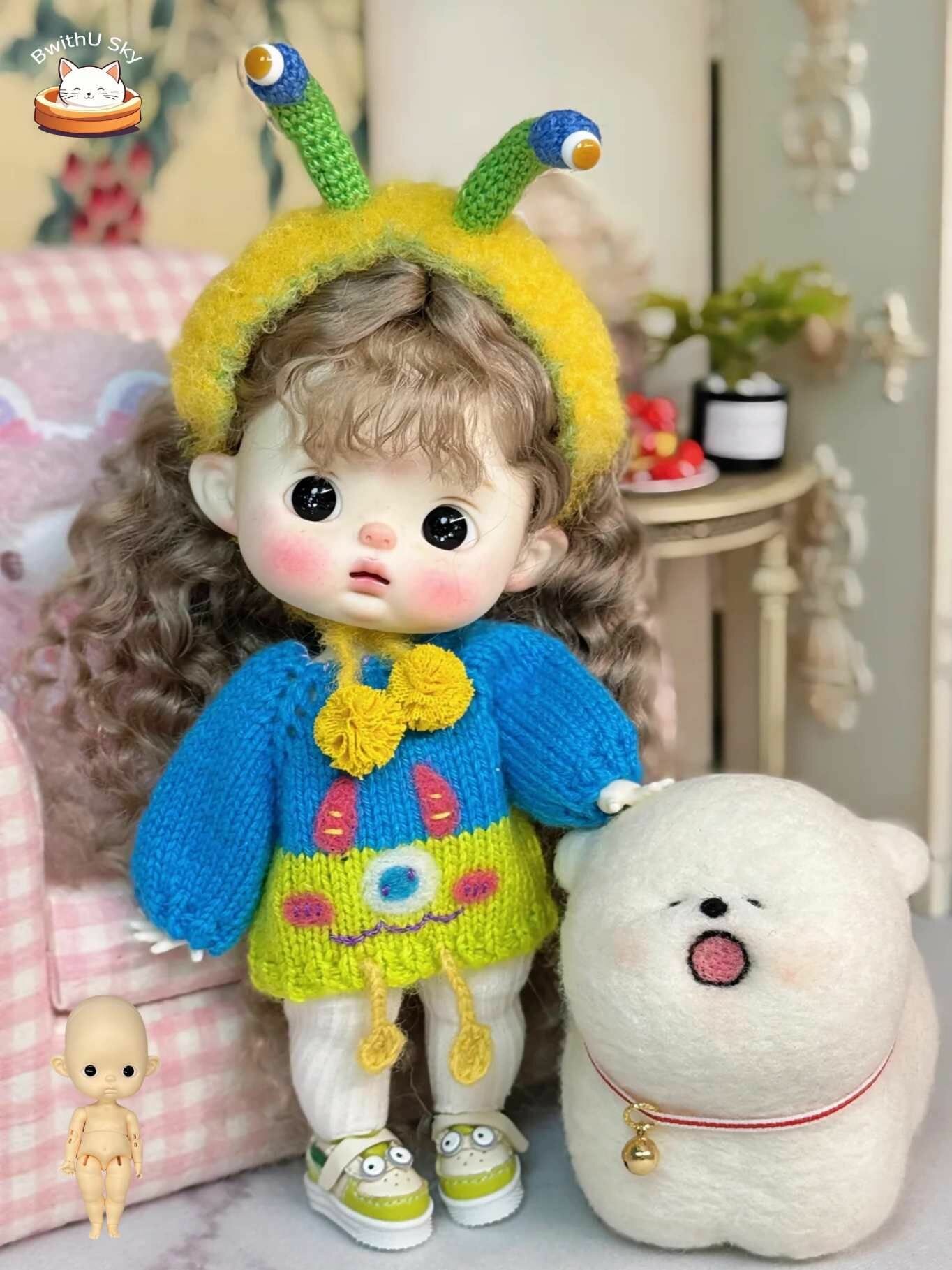 BwithUSky Gulu 1/6 BJD (Нудированный): Уникальный Дизайн! Крупные Глаза + Розовые Щеки для Милого Выгляда