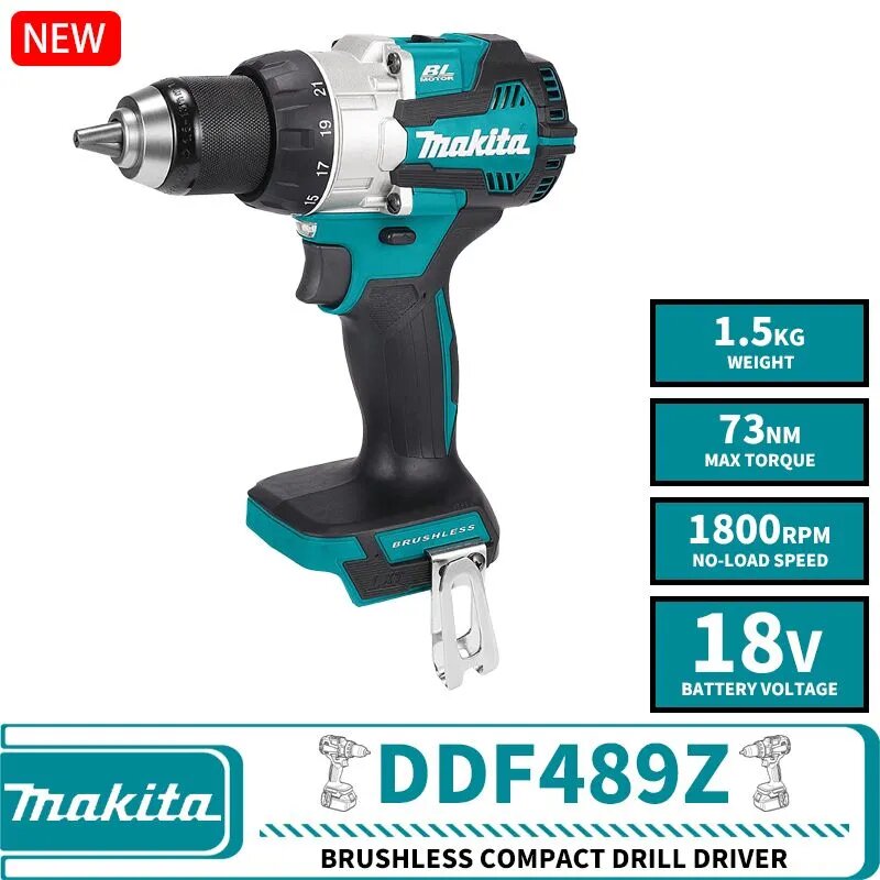 Шуруповерт аккумуляторный Makita DDF 489 Z без аккумулятора и з/у