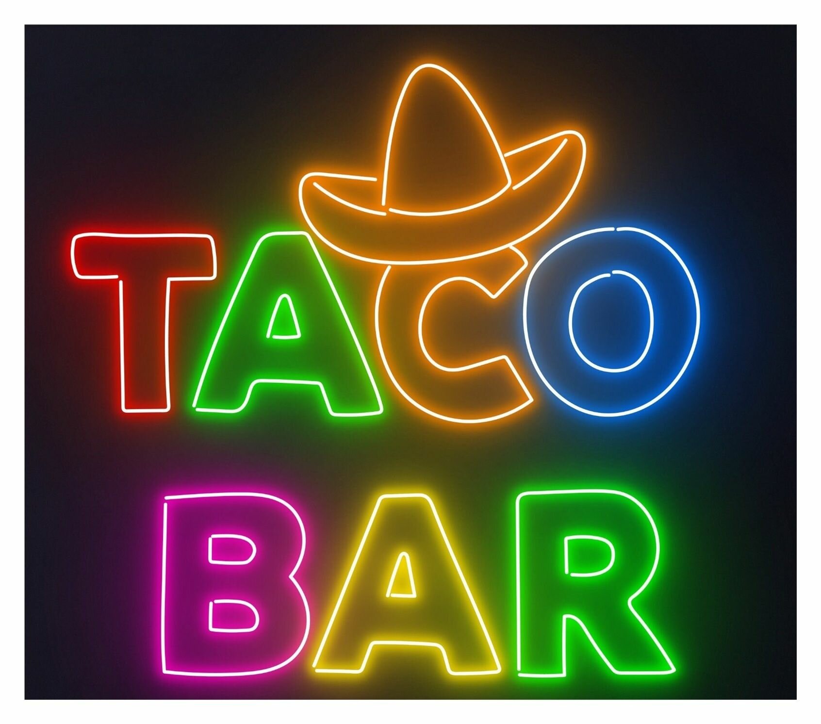 Неоновая Вывеска"Taco Bar"для Шеф-повара, 50см