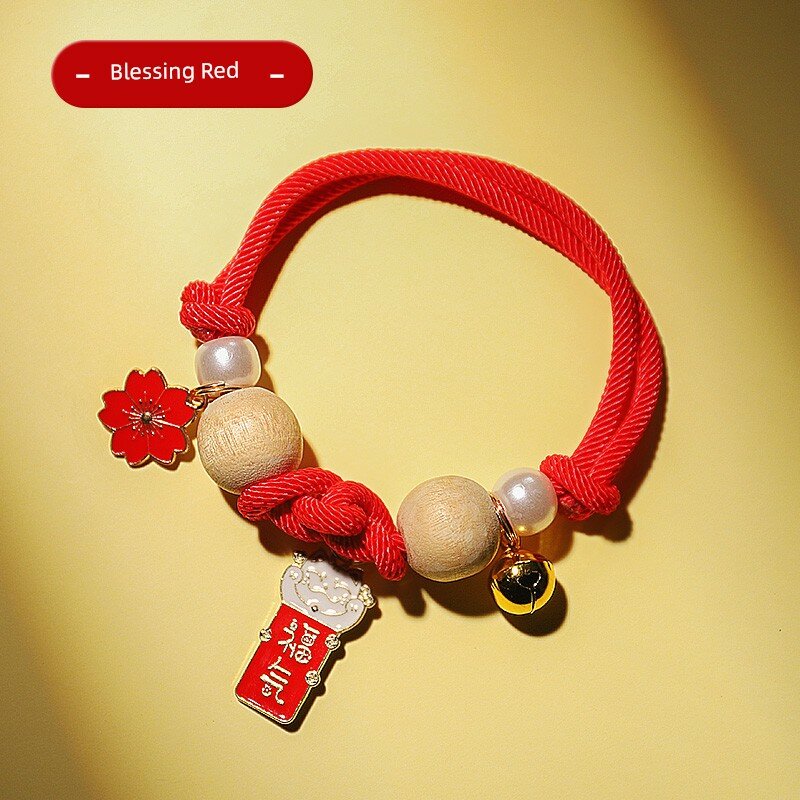 Натуральный сандаловый деревянный ошейник для кошек Красный регулируемый малый размер 18-25 см до 6 фунтов (2.7 кг)