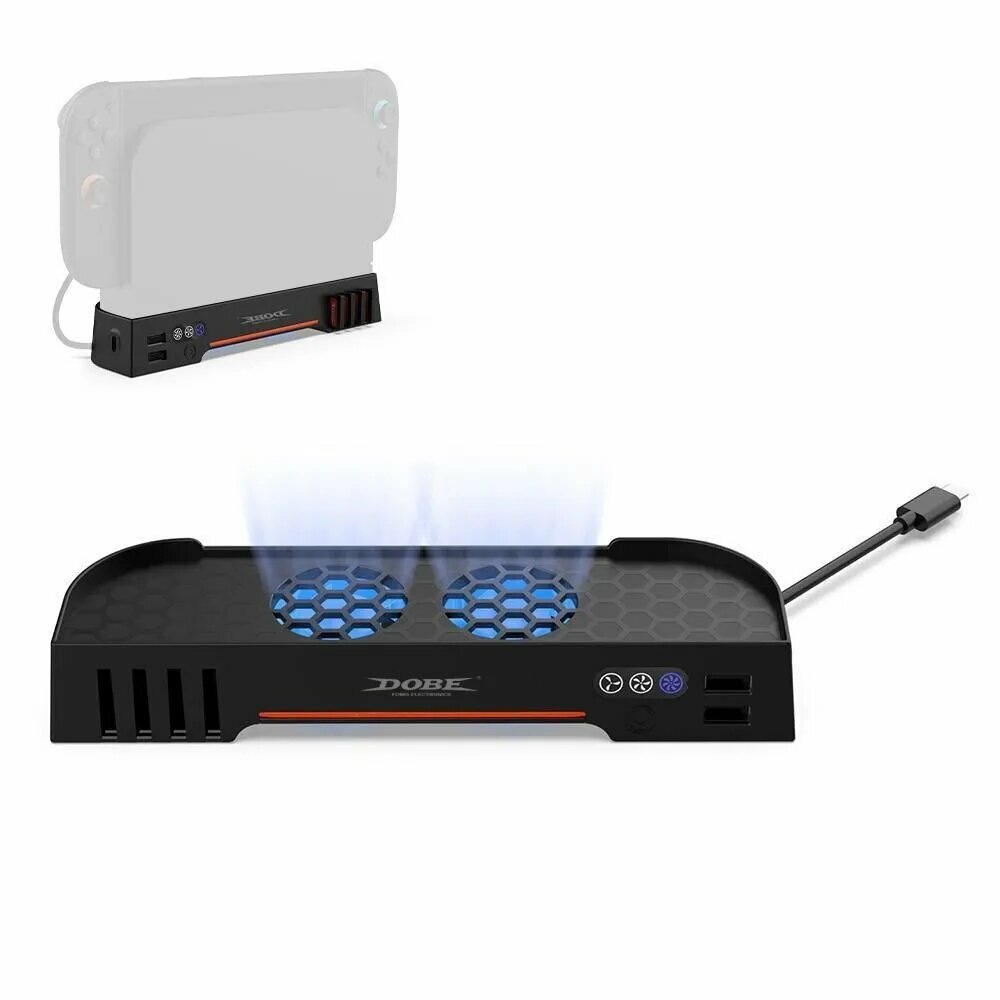 Подставка с охлаждением для Nintendo Switch 2, 2 вентилятора, 3 скорости, USB порты, слоты для картриджей