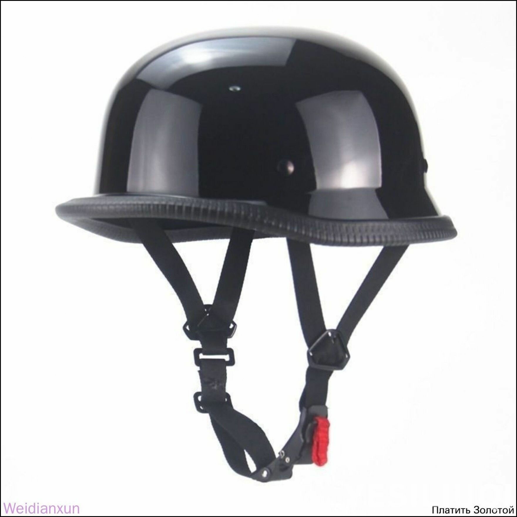 Мотошлем каска немецкая в стиле ретро, открытый. Легкий шлем для чоппера, круизера, мотоцикла, байкеров. DOT.