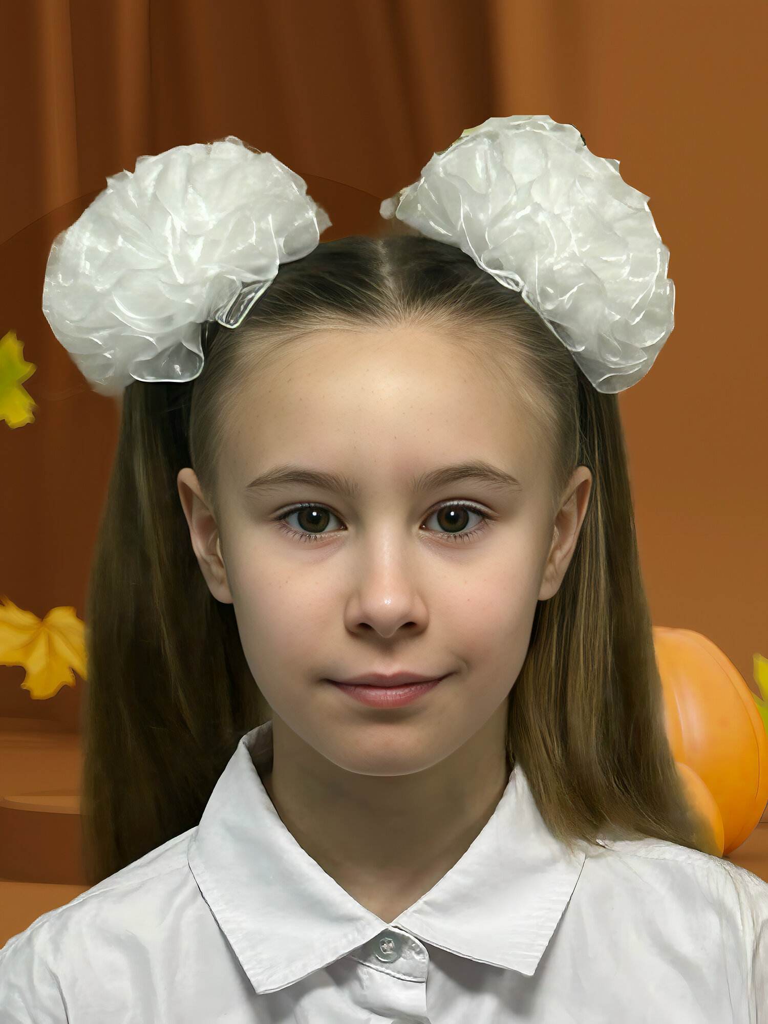 Банты напять, для волос белые, пышные, эластичные, ручная работа, 2 шт