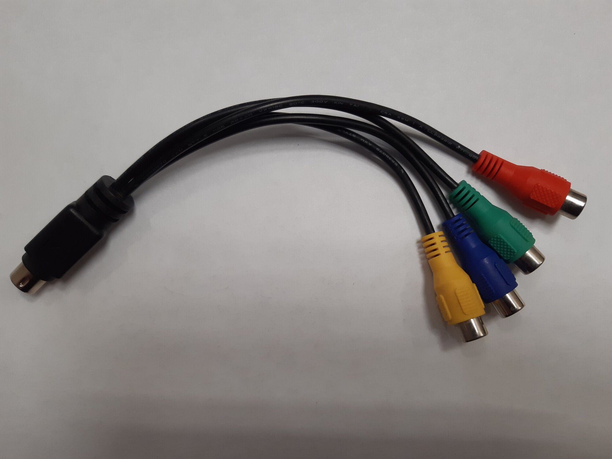 Переходник гибкий 15см. SVHS папа 7pin на 4 гнезда "Тюльпан"