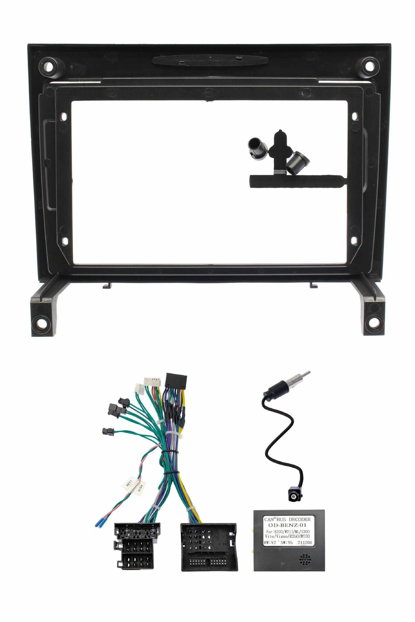 Рамка переходная Mercedes-Benz SLK R171 2004 - 2011 + проводка для 9" магнитолы / Wide Media