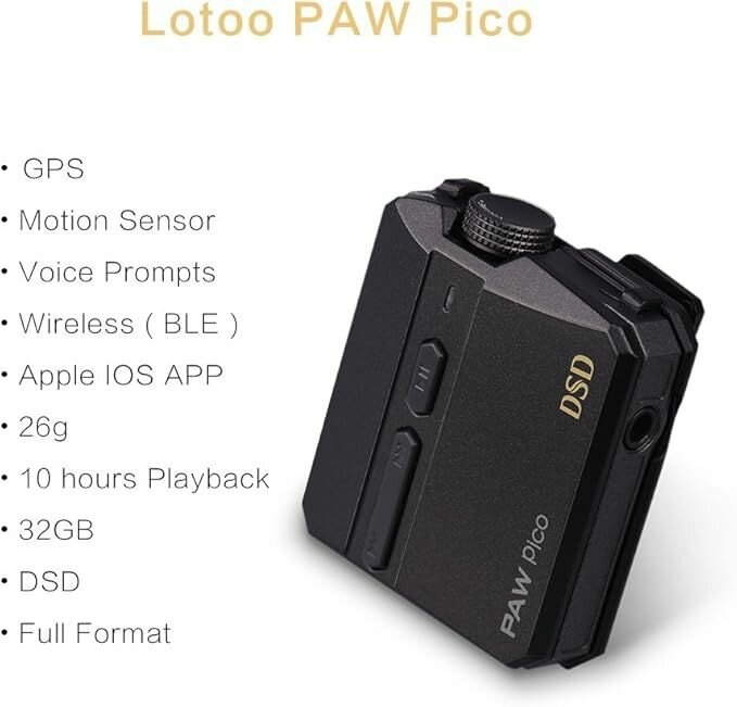 Портативный MP3-плеер Lotoo PAW Pico Digital 32 ГБ DSD GPS Smart HiFi портативный музыкальный аудиоплеер с высоким разрешением и без потерь для спорта
