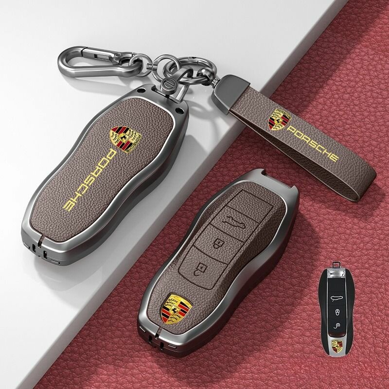 Роскошный кожаный чехол для автомобильного ключа с брелоком для Porsche Cayenne Macan Panamera 718/911