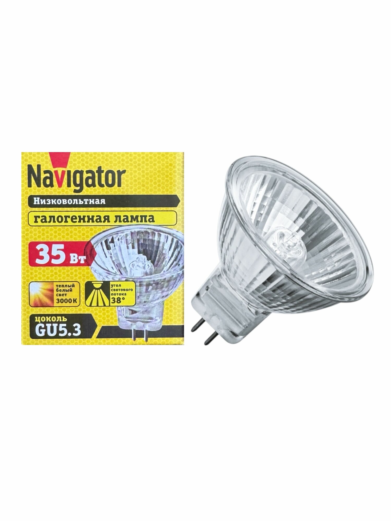 Лампа галогенная низковольтная Navigator 35w GU5.3 3000K NH-JCDR-35-230-GU5.3 арт 94205