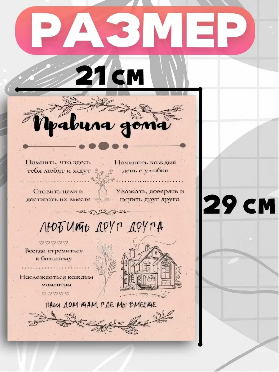 Постер на стену Правила дома , плакат 1шт, А4 размер. — фото 1