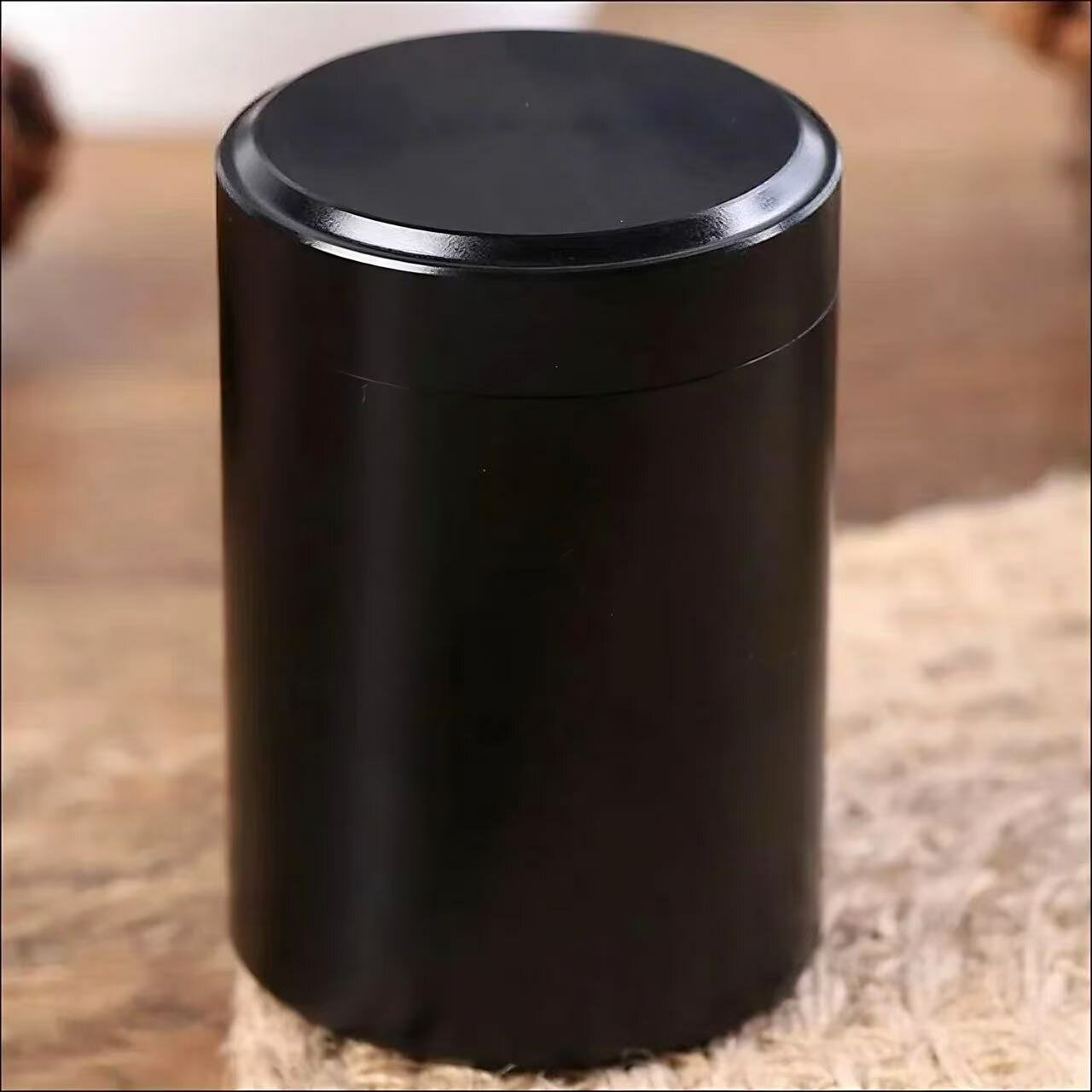 Герметичная банка, для чая, нержавеющая сталь, 6.5 x 4.5см, черная матовая