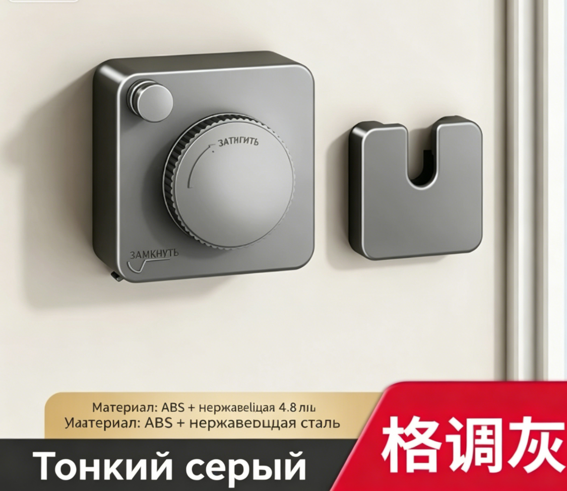 Складная бельевая веревка 4.8 м, серый цвет, из ABS и нержавеющей стали, Настенные выдвижные сушильные стеллажи