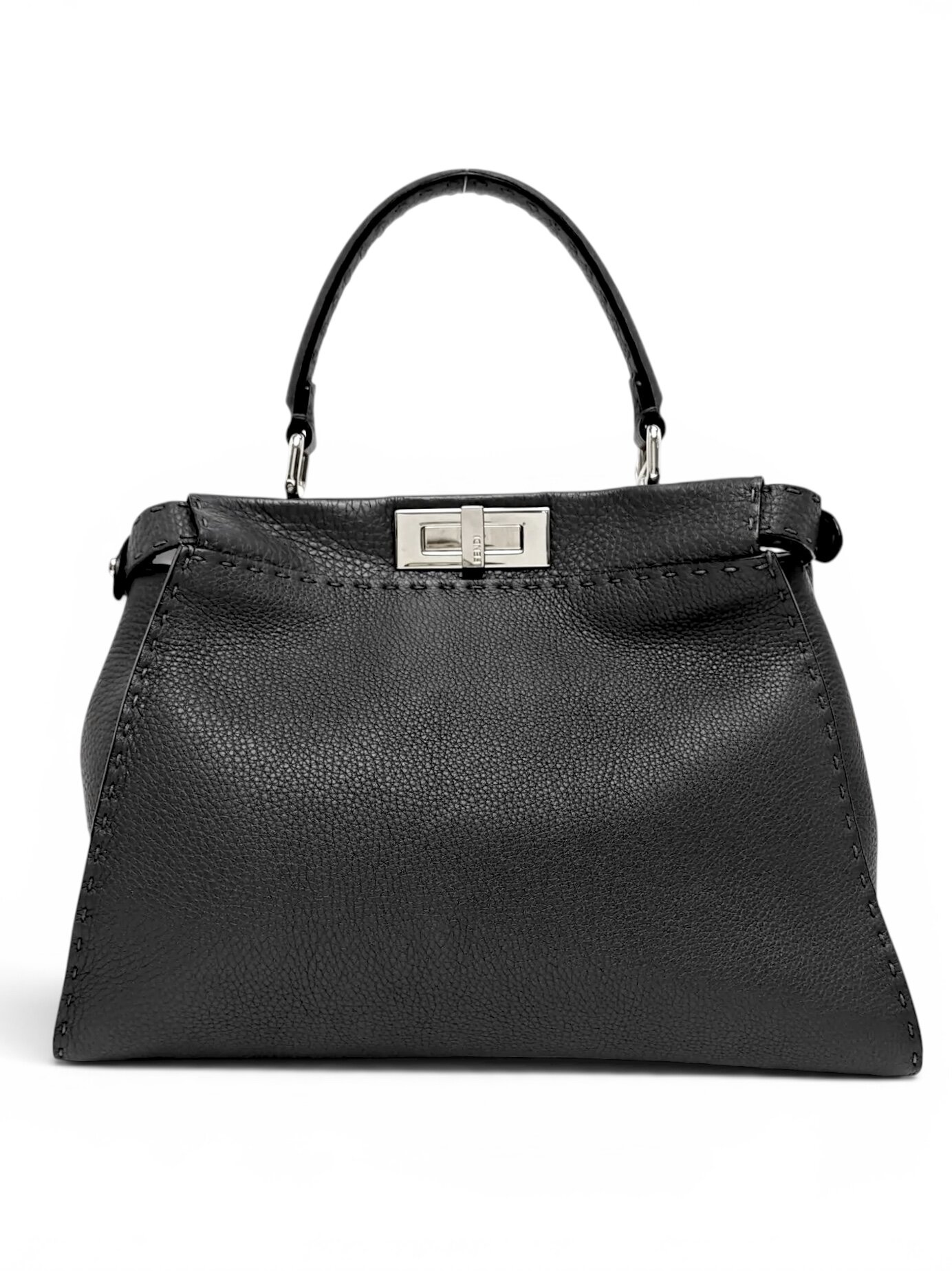 Сумка тоут FENDI Peekaboo Medium, фактура зернистая, серый — фото 1