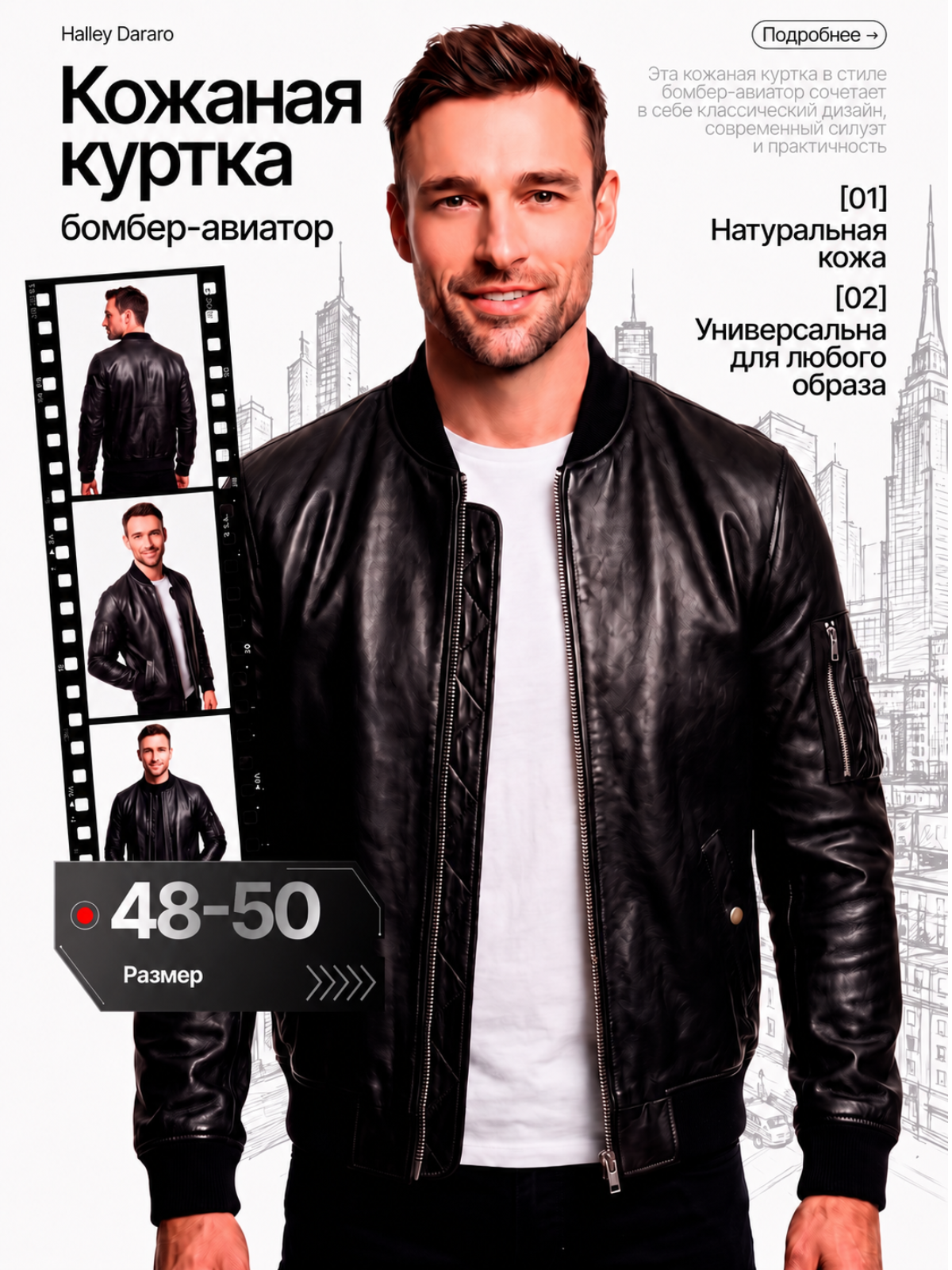 Куртка кожаная  пилот