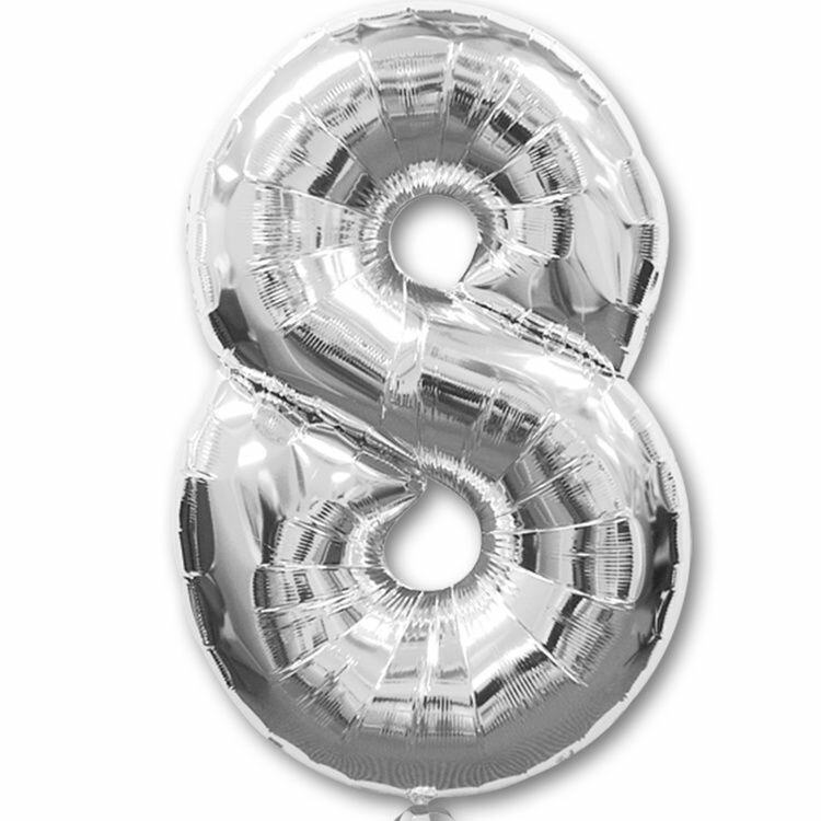 Воздушный шар Anagram фольгированный, цифра 8, Silver