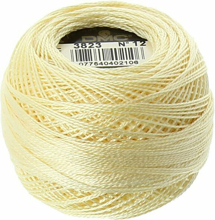 Нитки для вышивания DMC Pearl cotton (Артикул 116, №12, 10 гр. / 120 м, цвет: 3823 - Ультра Бледно-Желтый)