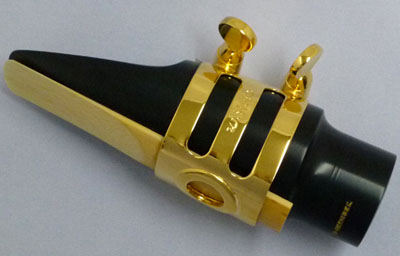 Saxophone alto copper gilded ligature Woodstone Meyer - Rose gilded copper ligature for alto saxophone Meyer ebonite mouthpiece for warm and moderately bright sound