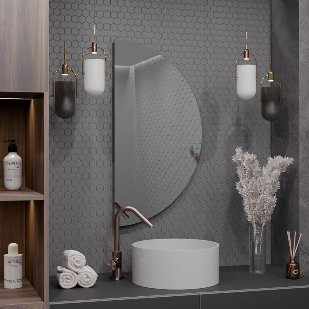 Зеркало для ванной круглое Alias Муза 140*70 1/2 половина обрез слева