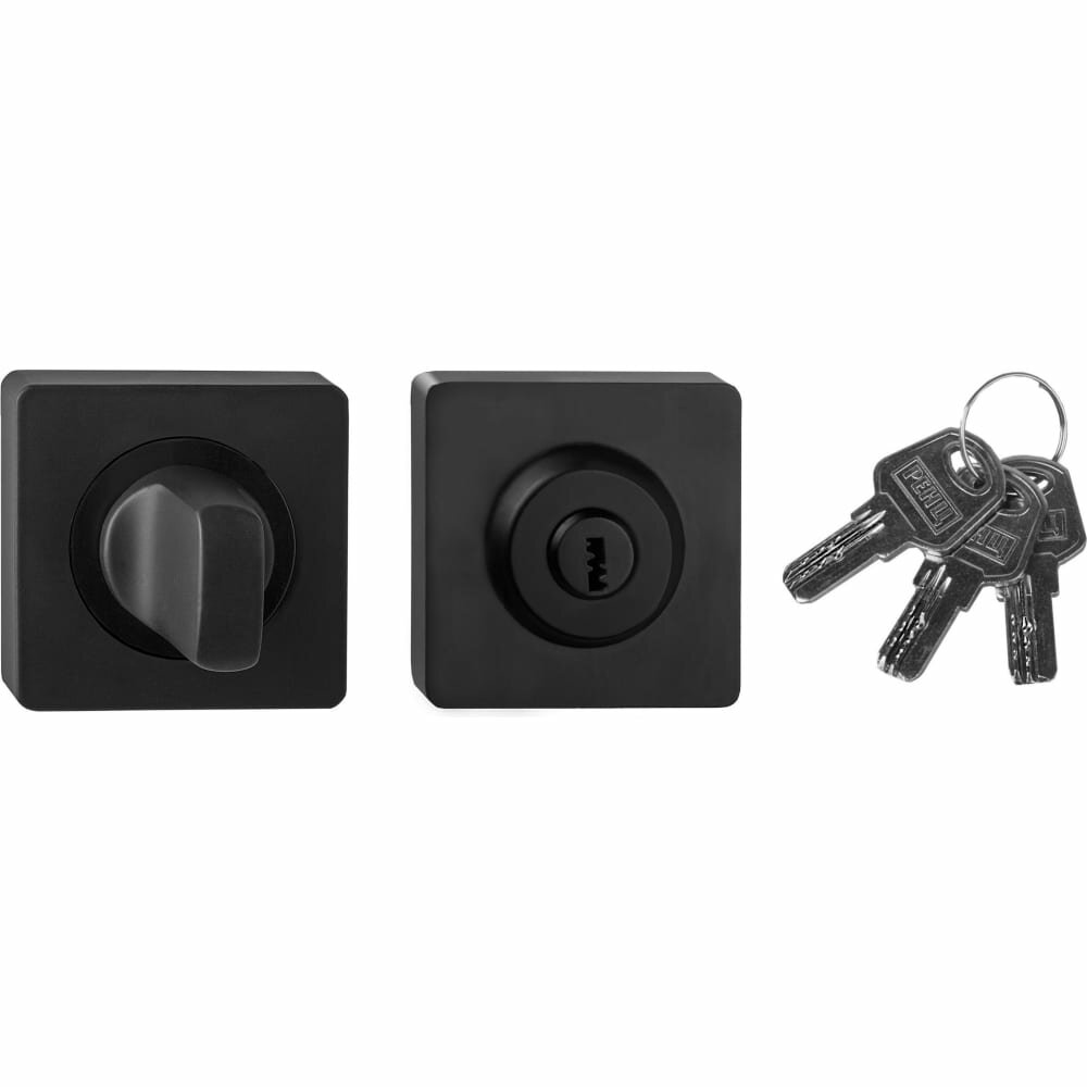Завертка с ключом PUERTO ренц черный INBK‑K 02 Black, WC‑комплект из цАМ, квадратное основание, встроенный ключ