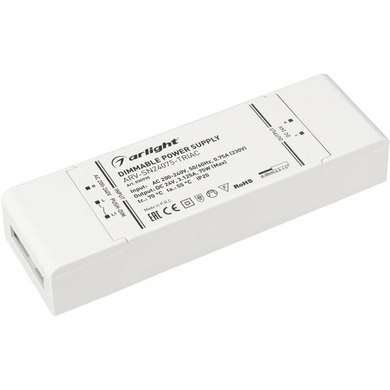 Блок питания Arlight ARV-SN24075-TRIAC 24V 75W *20 IP 3,125A 030935