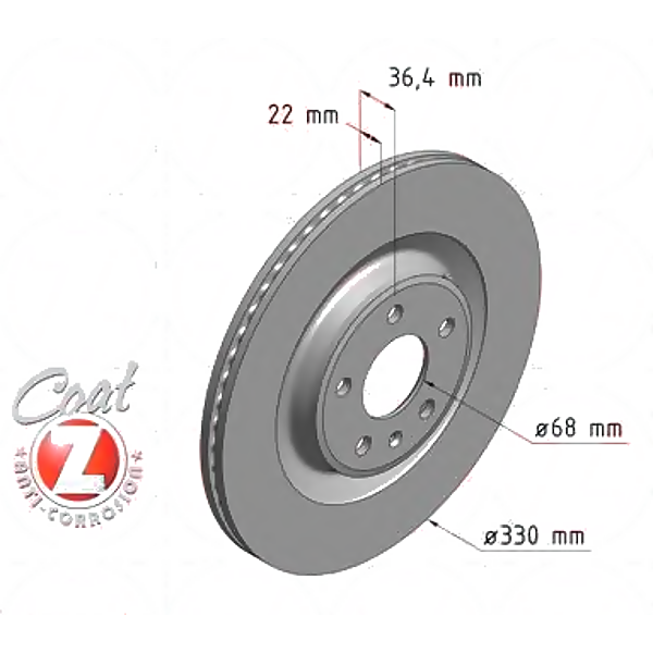 ZIMMERMANN 100.3358.20 (4H0615601D / 4H0615601H / 4H0615601K) диск тормозной задн. 330x22 / 36-5x112 \ Audi (Ауди)